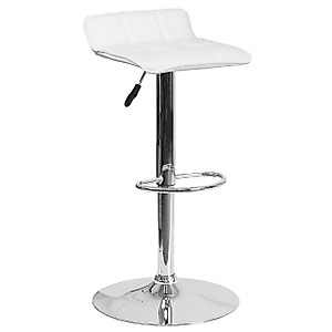 Flash Furniture Maurice 26'' High Cherry Wood Counter Height Stool with Arms, Carved Back and Black LeatherSoft Swivel Seat