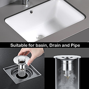 2 Pack Pop Up Bathroom Sink Stopper, Universal Bathroom Sink Drain Strainer with Removable Anti-Clogging Filter Basket, Bathroom Drain Stopper for 1.1"-1.3" Basin Drain Holes