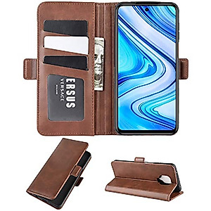 HualuBro Xiaomi Redmi Note 9S Case, Redmi Note 9 Pro Case, Premium PU Leather Full Body Shockproof Magnetic Wallet Flip Case Cover with Card Slot Holder for Redmi Note 9S Phone Case - Brown