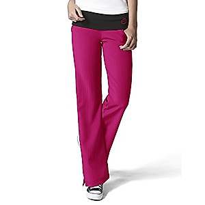WonderWink Women's Four Stretch Fold Over Knit Waist Scrub Pant, Coral Reef, 3X-Large
