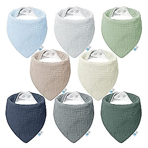 lulumoon Muslin Baby Bibs 100% Cotton Baby Bandana Drool Bibs for Teething and Drooling, 8 Pack, Seashore