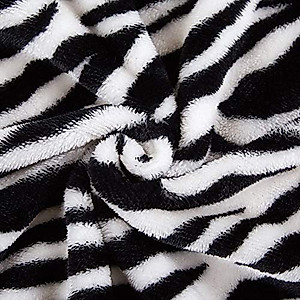 Home Must Haves Zebra Animal Print Safari Bed Blanket Bedding Throw Fleece Super Soft Warm Cozy Plush, Queen Size, Black And White