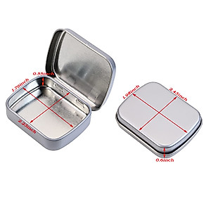 Mini Skater Small Metal Portable Storage Box, Mini Rectangle Empty Hinged Tins with Lid, Home Organizer for Drawing Pin, Pills, Candies, Earring and Jewelry Craft, Silver Grey (4)