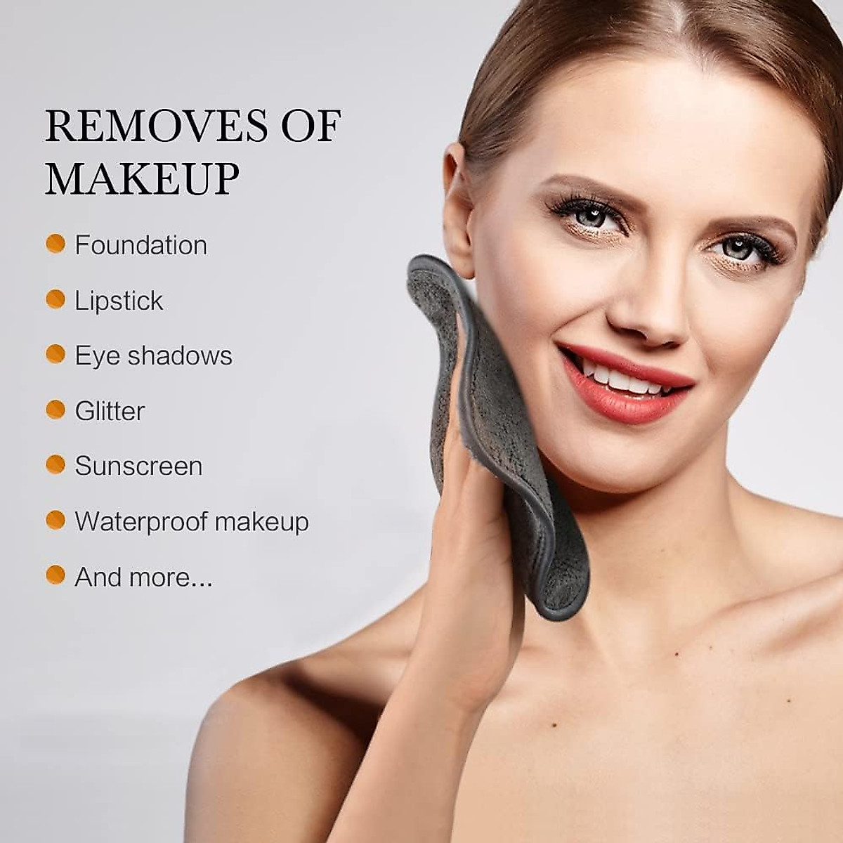 SINLAND Makeup Remover Cloth,Reusable Microfiber Makeup Remover Pads,Washable Facial Cleansing Cloths,Soft Microfiber Face Washcloths for All Skin Types,Face Towels with Mesh Bag, 6x6 Inch 12Pack Grey