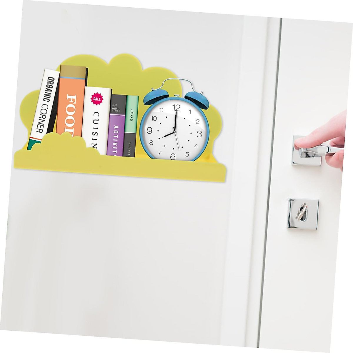 Garneck Magnetic Storage Rack Magnetic Storage Holder Wall Floating Shelf Magnetic Book Rack Fridge Organizer Shelf Bookshelves Wall Mounted Wall Mount Shelf Home Supplies Yellow Plastic