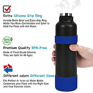 Greant Double Protective Water Bottle Boot Compatible with Hydro Sport Flask - Silicone Flex Boot/Universal Anti-Slip Bottle Sleeve/Bottom Protector for 32oz-40oz Bottles (Blue)