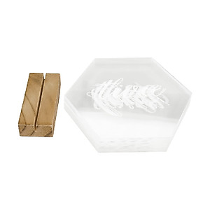 Hanna Roberts Modern Hexagonal Geometric Table Number Acrylic Signs with Wood Stands for Wedding Reception, Restaurant, Event Party, 5" x 1.5" x 5.9" (Cursive Geometric, Set of 10 (1-10))