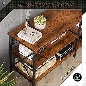 WLIVE TV Stand for 65 70 inch TV, Entertainment Center with Cable Management, TV Console with Storage Shelves, Steel Frame, Wood Board, for Living Room, Rustic Brown