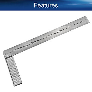 Auniwaig 300mm Stainless Steel Metric Framing L Square Right 90 Degree Angle Ruler Thicken Try Square Ruler Tools for Carpenter Engineer