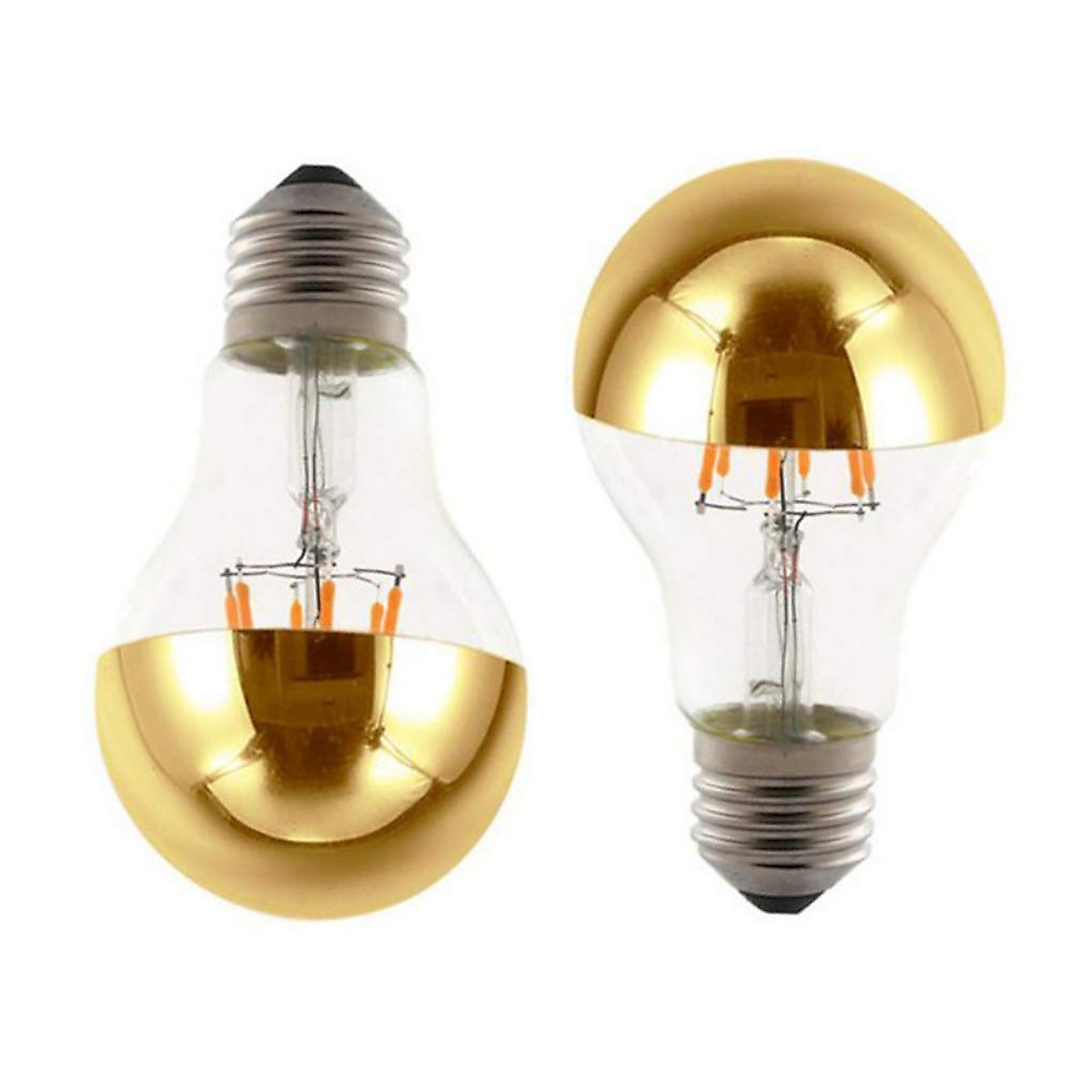 K JINGKELAI Half Chrome Light Bulb A60 6W(60W Equivalent) LED Filament Vintage Edison Bulb with Half Chrome Gold,for Home Lighting,Warm White 2700K,4 Pack