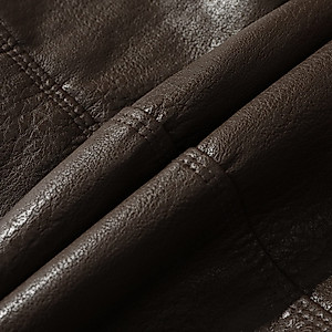 Hatop Men's Winter Fleece Jacket Sherpa Lined Faux Leather Jacket Warm Outwear Coat with Fur Collar, Brown, X-Large