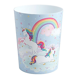 Allure Home Creation Unicorn & Rainbow Plastic Wastebasket Compact Size 1.56 Gallons