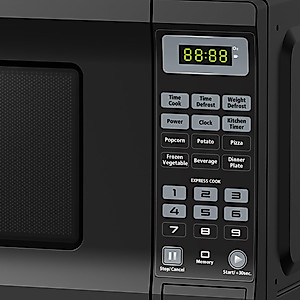 West Bend EM720CPI-PMB 0.7 Cubic Foot Capacity 700 Watt Compact Countertop Microwave Oven Kitchen Appliance with 8.5 Inch Round Turntable, Black