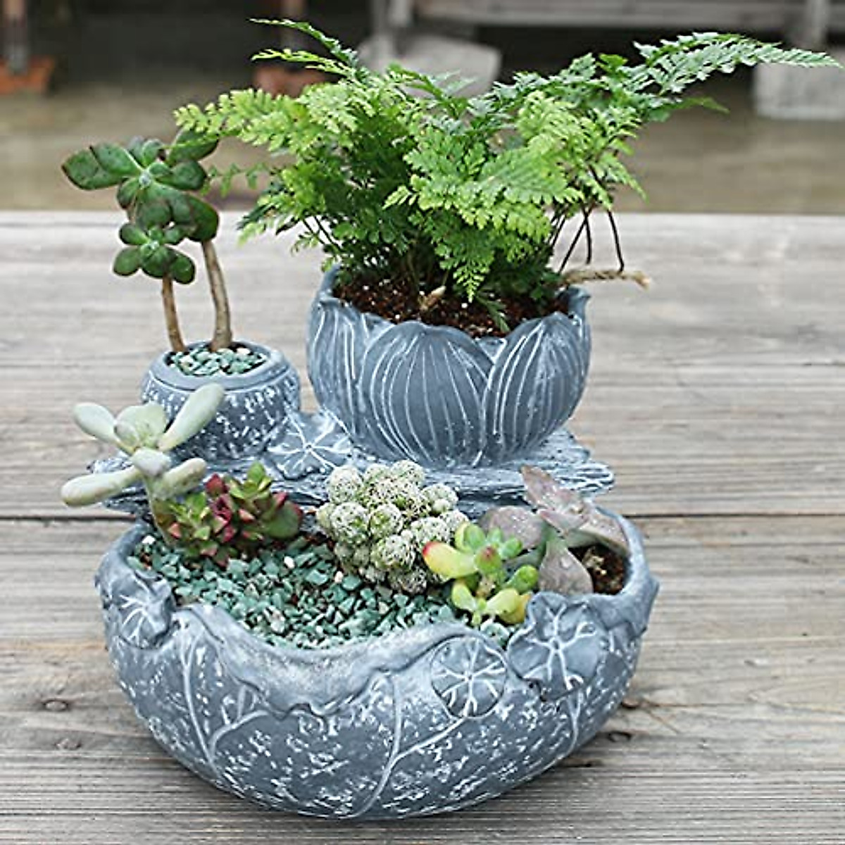 Cabilock Desktop Adornment Flowerpot Mini Flower Bed Resin Mini Bonsai Flowerpot