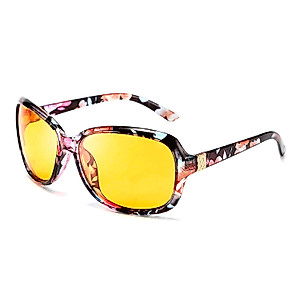 FEISEDY Classic Womens Night Glasses Driving Anti Glare Wrap Around Yellow Sunglasses B2548