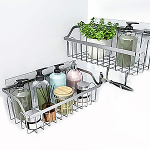 2 Pcs Corner Shower Caddy Adhesive Replacement Hook, Heavy-Duty No Drilling Adhesive Stickers for Shower Caddy Shelves Basket Bathroom Organizer Hanging Hook, Wall Mount Sticker Strips Pads