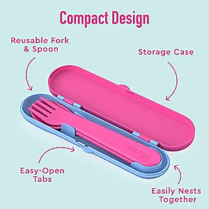 Bentgo® Kids Utensil Set - Reusable Plastic Fork, Spoon & Storage Case - BPA-Free Materials, Easy-Grip Handles, Dishwasher Safe - Ideal for School Lunch, Travel, & Outdoors (Rainbows and Butterflies)