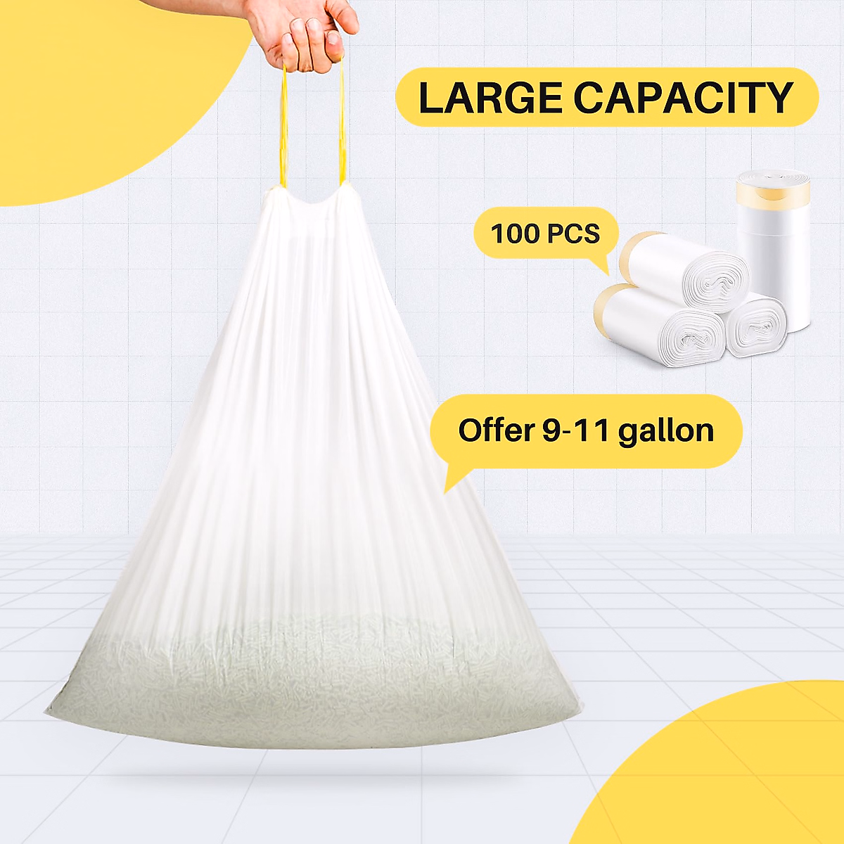 Miracolo Cat Litter Box Liner, Extra Durable Jumbo Drawstring Kitty Litter Bags Compatible with Litter Robot 3/4, Automatic Pull Waste Drawer Cat Litter Liners 100 Count - 29.13" x 23.62"