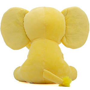 KINREX Elephant Stuffed Animals – Stuff Animal Plush Toy for Babies Girls Boys, Elephants Plushie Teddy Bear Toys for Birth Stats Baby Shower Infant Newborn Boy & Girl, Yellow Measures 9 Inches