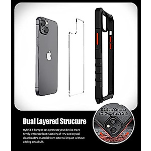 GOOSPERY Z Bumper Crossbody Compatible with iPhone 14 Plus Case [Strap Included] Shock Absorbing Dual Layer Structure TPU Edge Crystal Clear PC with Strap Outdoor Design, Black