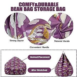 Morbuy Bean Bag Chair Cover for Kids Adults (No Filler), 3D Palms Soft Lazy Sofa Bed Cover Washable Oversized Storage Bean Bag Cover for Living Room, Indoor, Outdoor (S,Clouds)