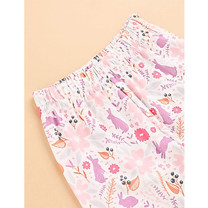 bilison Toddler Baby Girl Easter Outfit Sets Cute Long Sleeve Dress Top Bunny Floral Pants Girl Easter Clothes Sets