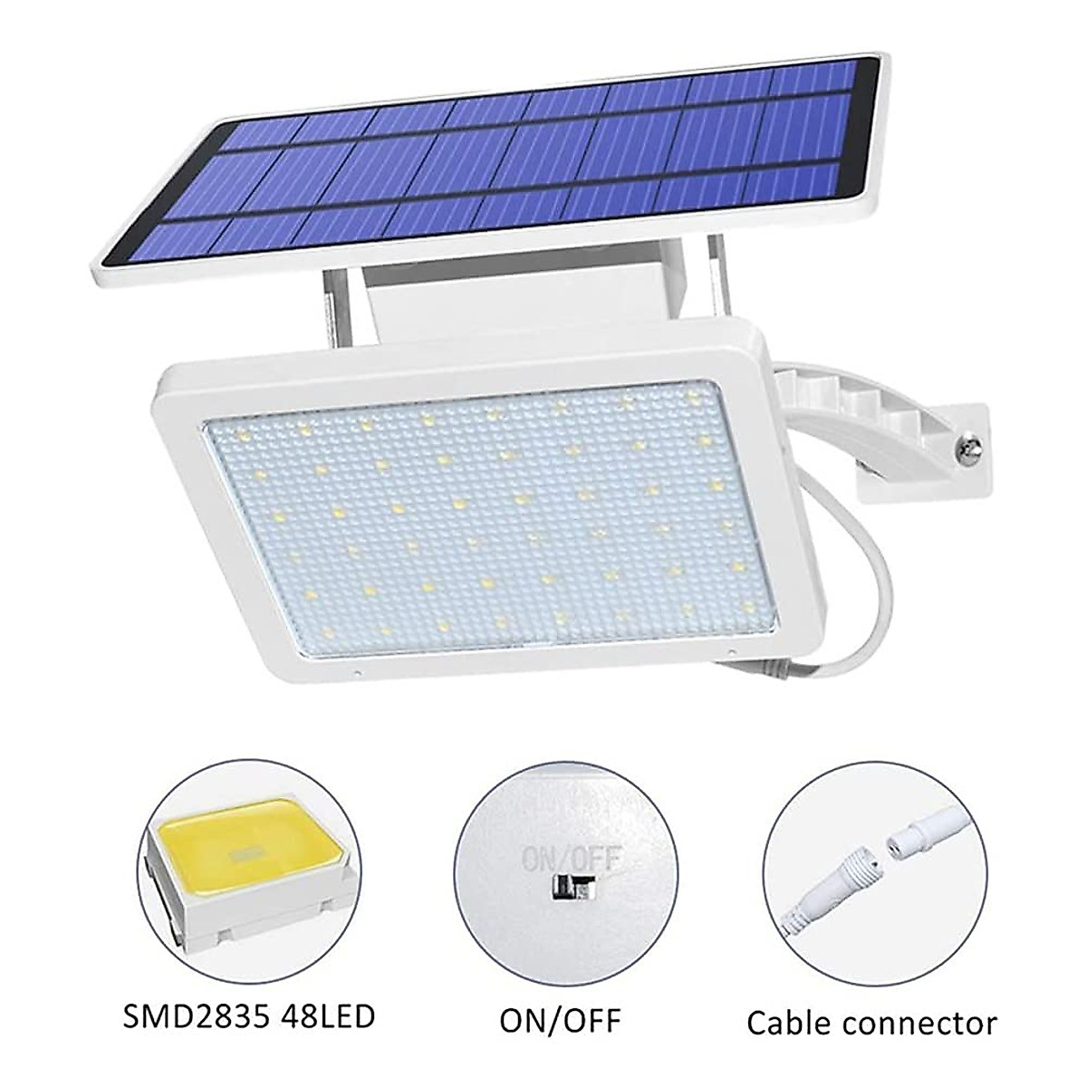 ZHUANYIYI Solar Lights Outdoor,48 LEDs Solar Light for Outdoor Garden Wall Yard LED Security Lighting with Adjustable Lighting Angle,for Home Garden