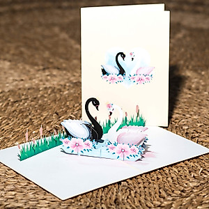 DKT HANDMADE Wedding pop up card (Swan Couple), 3D wedding card, Wedding Pop Up Anniversary Card, The Perfect Handmade Gifts for Bride and Groom in Wedding Party, Love popup card, Valentine 3D card