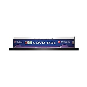 Verbatim 43666 8.5GB 8X Double Layer DVD+R Disc Spindle - Matt Silver (Pack of 10)
