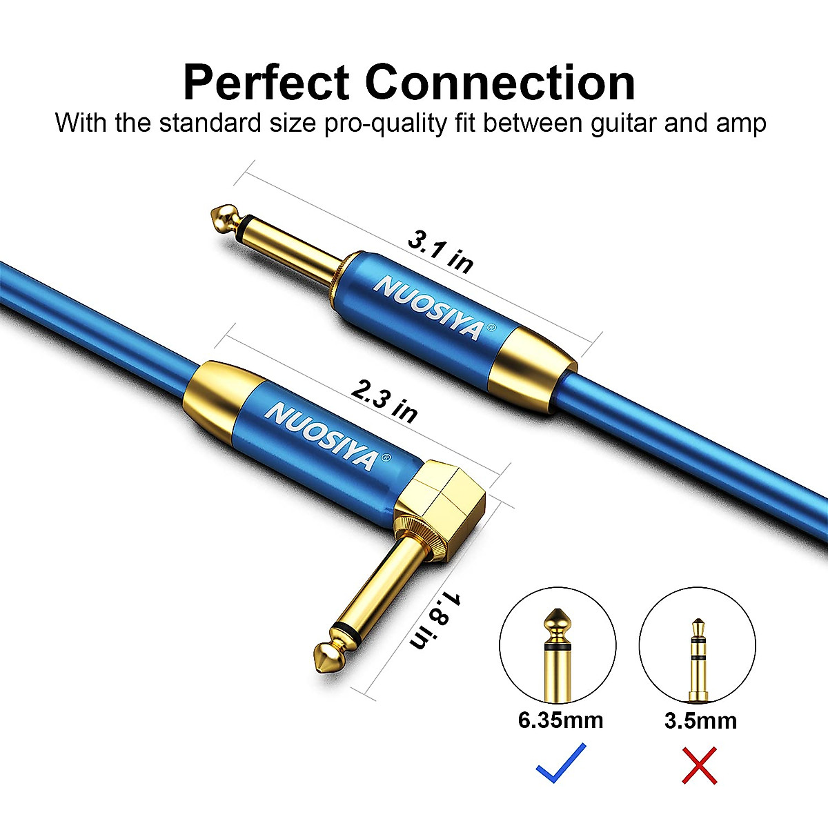 NUOSIYA Guitar Cable, 10ft Guitar Cord Instrument Cable for Electric Guitar Bass Guitar,Keyboard Mixer Amplifier Speaker Equalizer