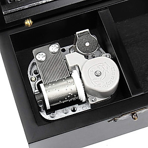 ROSIKING Wooden Music Box with Mirror Mechanism Carved Jewelry Musical Boxes Christmas Birthday Valentine's Day Gifts Plays Howl's Moving Castle-Merry...