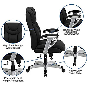 Flash Furniture HERCULES Series Big & Tall 400 lb. Rated Black Fabric Executive Ergonomic Office Chair with Silver Adjustable Arms