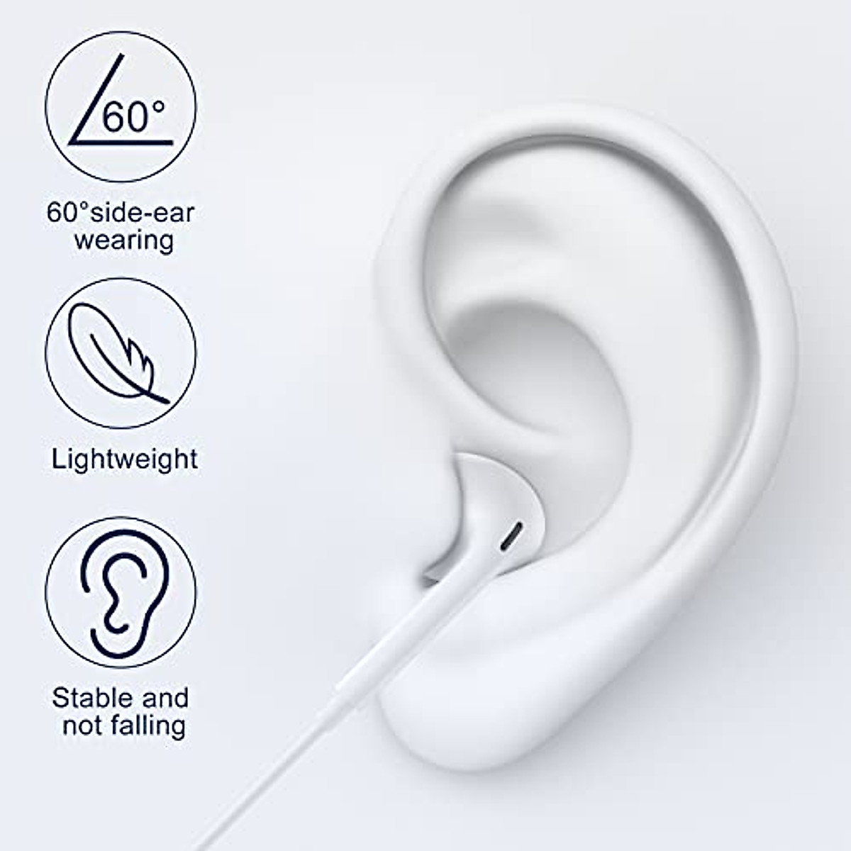 2 Pack Wired Headphones Earbuds with Lightning Connector, Earphones Headsets with Built-in Microphone & Volume Control Compatible with iPhone 14/14 Pro/13/12/11/XR/XS/8/7-All iOS(Apple MFi Certified)