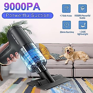 Tipcoo Portable Car Vacuum Cleaner - High Power 9000Pa Vacuum Cleaner and Air Duster,120W Rechargeable Cordless Car Vacuum,Mini Vacuum for Car,Office, Desktop, Pet Hair Cleaning, Home Cleaning