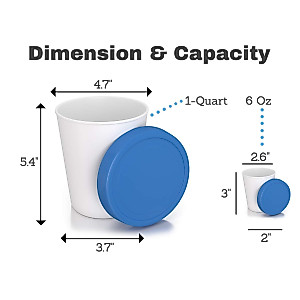 Ice Cream Freezer Storage Containers with Silicone Lids (3 Pack, 1- Quart Each) + 2 Serving Cups – Dishwasher Safe - Large Reusable BPA-Free Tub for Homemade Ice-Cream