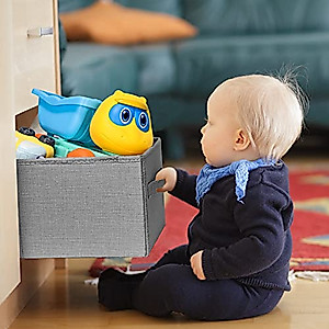 KINGSUSLAY Collapsible Fabric Storage Basket, Storage Bins and Baskets for Organizing, Perfect for Easter Gift Stuffers, Clothes, Nursery, Toys,Closet Bins(Grey-3PCS, 16.15x10x6.5Inch)