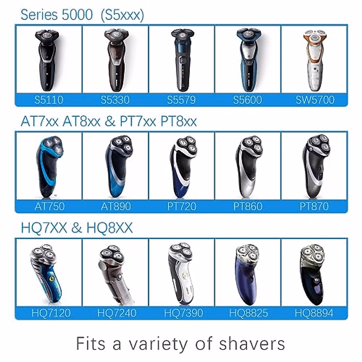 SH50/52 Replacement Heads for Philips Norelco 5000 Replacement Heads for Philips Norelco Electric Razor Shavers Blades Series 5000(S5xxx), AquaTouch,PowerTouch,Upgrade SH50 MultiPrecision Blades 6Pack
