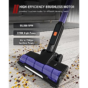 VacLife 25Kpa Cordless Stick Vacuum Cleaner - Cordless Vacuum Cleaner w/Strong Suction, Household Vacuum Cleaner for Carpet and Floor, 6-in-1 Wireless Vacuum w/LED Headlights, Purple (VL732)