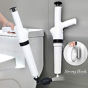 9 in 1 White Air Pressure Plunger Kits,Air Drain Blaster Gun Plunger High Pressure with 5 Heads,Detachable Assembly Sewer Toilet Kitchen Sink For Clogged Toilet and Kitchen Bathroom Tubs