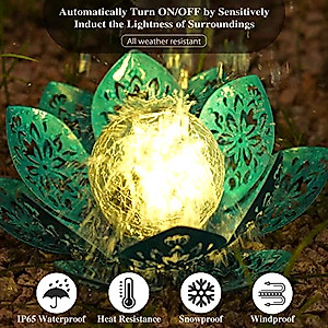 HUAXU Solar Outdoor Lights Garden Decorative - Bright Lotus Flower Table Lamp, Waterproof Solar Lights for Patio Pathway Yard Balcony Outside Decor