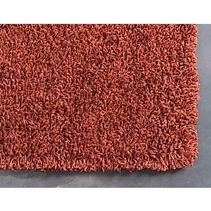Unique Loom Solid Shag Collection Area Rug (5' 1" x 8' Rectangle, Terracotta)