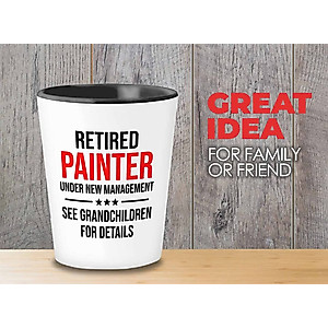 Flairy Land Painter Shot Glass 1.5oz - Retired painter - Art Teacher Gift Artist Painter Watercolorist Airbrush Potrait Paint Illustrator