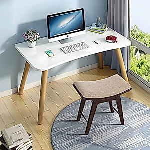 Iwell Vanity Stool with Rubberwood Legs, Vanity Bench, Vanity Seat with Padded Cushion, Capacity 330lb, Makeup Dressing Stool for Bedroom, Brown