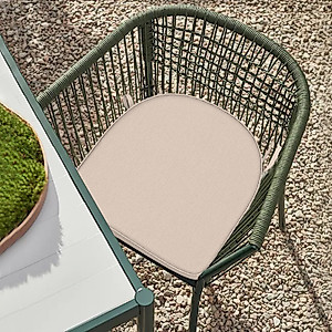 DYTXIII Set of 2 Outdoor Chair Cushions 19"x19"x2",Water Repellent Patio Seat Cushion with Ties and Removable Covers,Dining Chair Cushions for Indoor Kitchen Yard and Patio Furniture,Beige