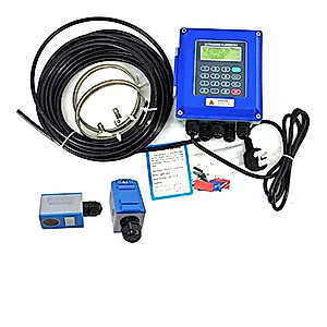 Ultrasonic Flow Meter TUF-2000B Wall Mounted Water Flow Meter Transducer TS-2/TM-1-HT Optional SD Storage Clamp Sensor Liquid Ultrasonic Flowmeter Sensor Transducer Accessories(Color:Host plus TS-2-HT