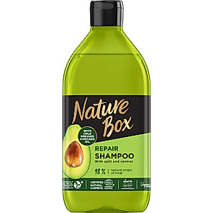 NATURE BOX shampoo with cold pressed avocado oil for deep hair repair and split end control, 385ml, NO SILICONS, NO SULFATES, NO PARABENS