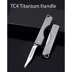 ainhue A23 Mini Scalpel Folding Pocket Knife with 10pcs #11 Replaceable Blade,2.3 inches TC4 Titanium Handle SlipJoint Utility EDC Knives