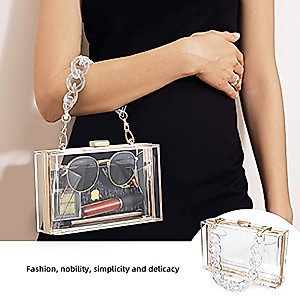 WJCD Women Clear Purse Acrylic Clear Clutch Bag Transparent Crossbody Purse Evening Bag (Double Chain transparent)