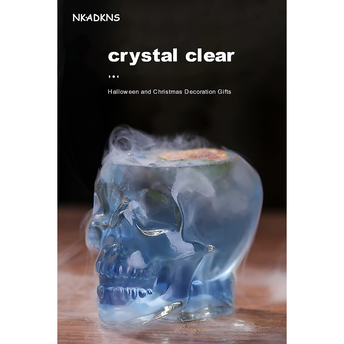 NKADKNS Funny skull glass Wine Glass ，Drinking Glass，Gift, Engraved Design,Large Glasses,vodka spirits cup glass ，new Crystal Skull cup ，Halloween Decorations Gifts(350ml/12 Ounces)