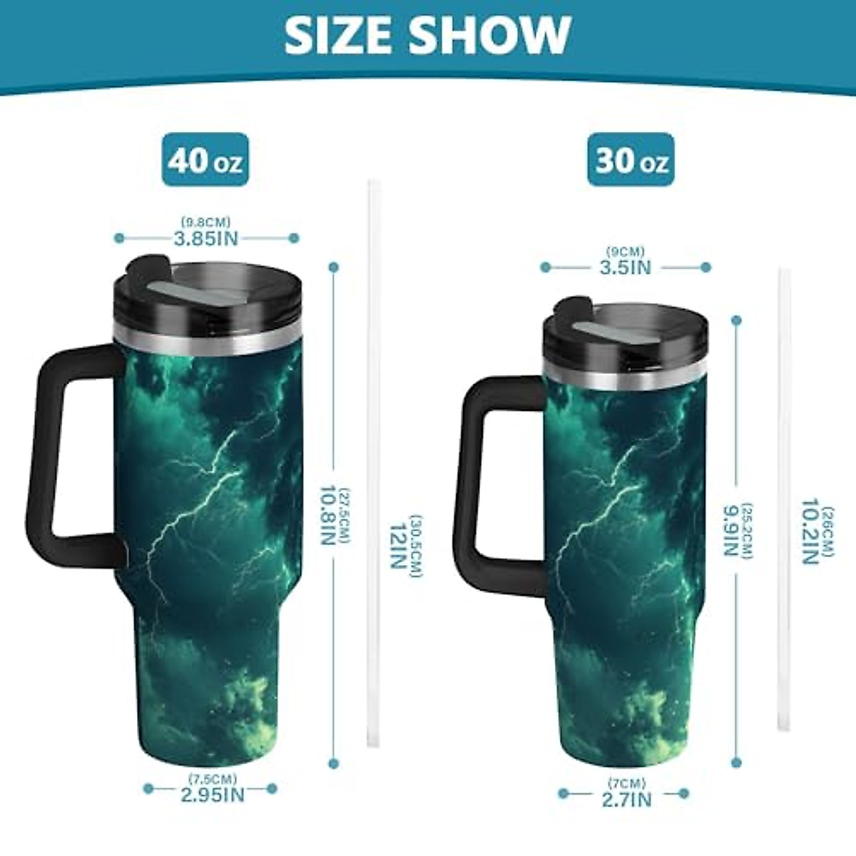 Selerdon 40 oz Tumbler Tornado Green with Handle and Straw Lid Vacuum Stainless Steel Insulated Water Bottle Travel Mug Car Cup Holder Friendly BPA Free for Gym Travel Office